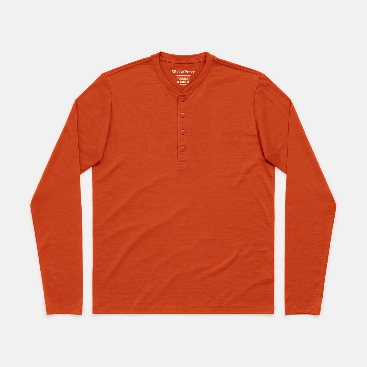 Merino Wool Signature Long Sleeve Henley | Terracotta – Long Sleeve ...