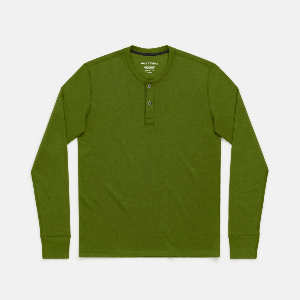 Merino Wool Waffle Henley | Moss Green – Long Sleeve Henleys | Wool&Prince