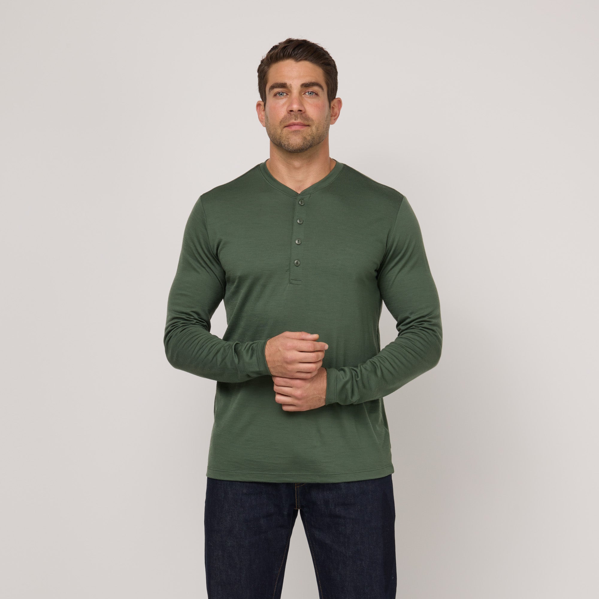 Merino Wool Henley | Thyme – Long Sleeve Henleys | Wool&Prince