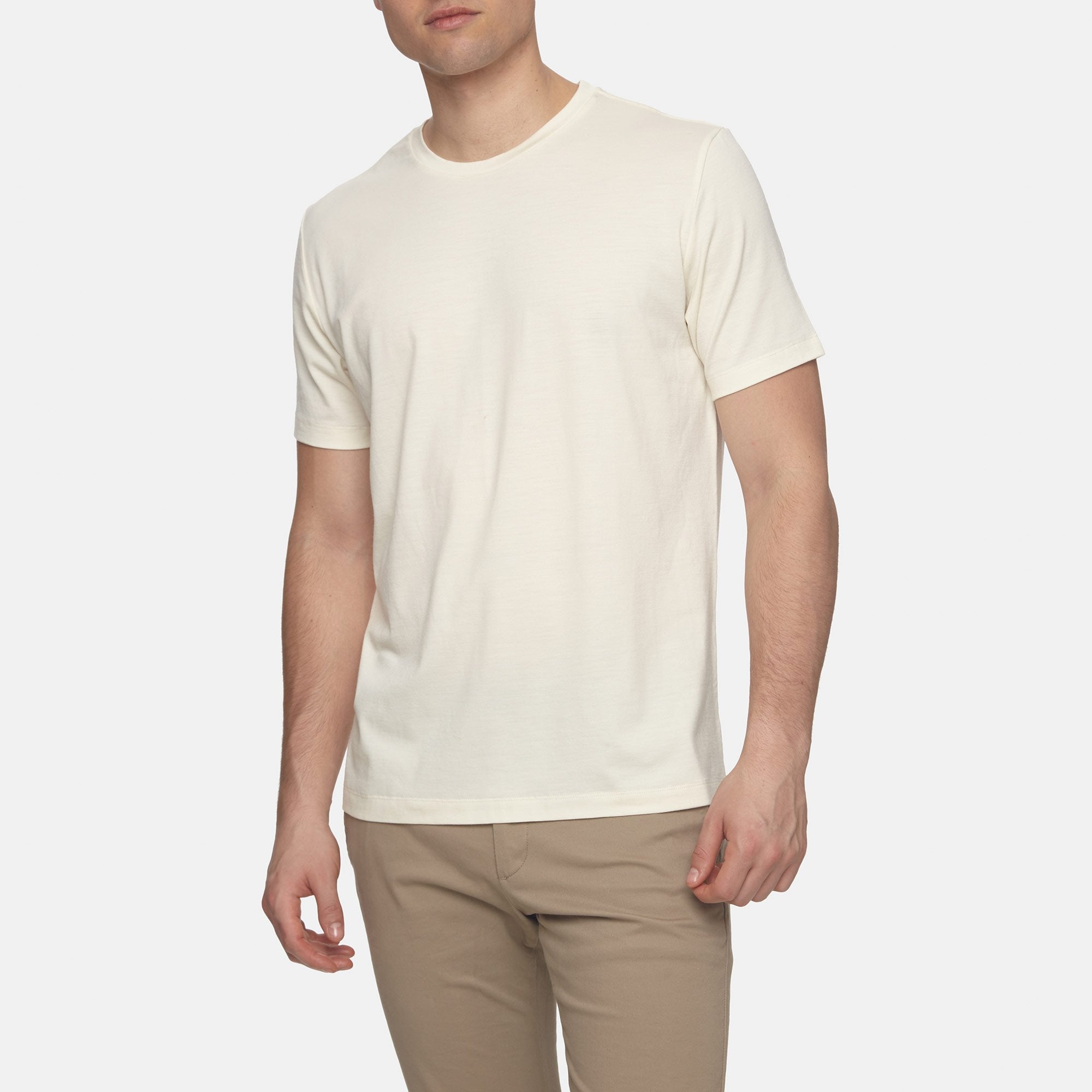 Merino Wool Crew Neck T-Shirt | Natural White – Crew Neck T-Shirts ...