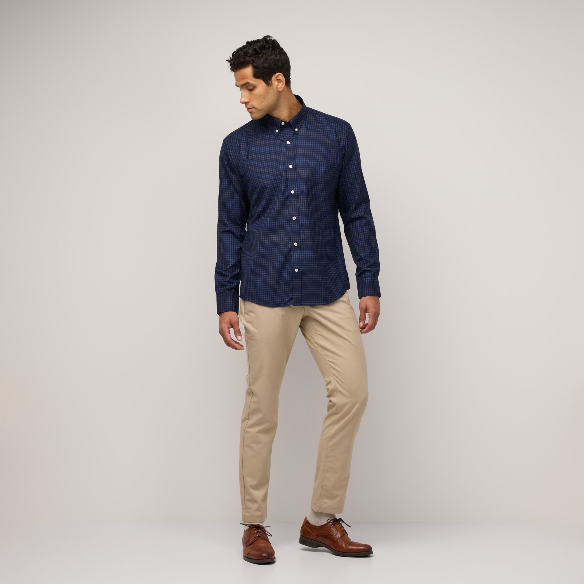 Merino Wool Button-Down Shirt | Blue Tattersall – Button-Down Shirts ...