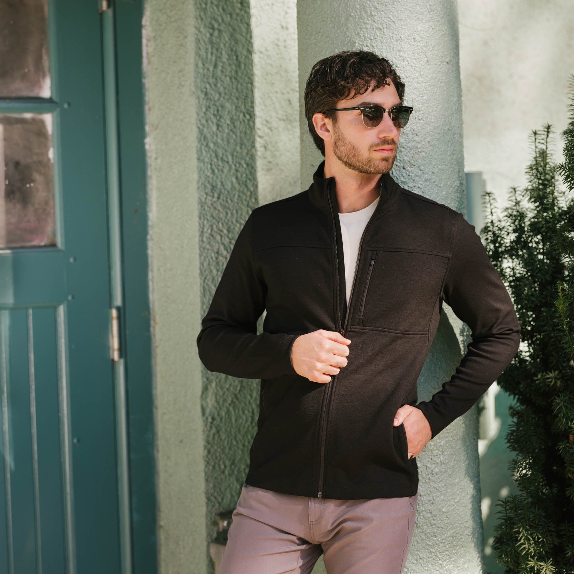 Merino Wool Full-Zip Ponte Jacket | Black – Zip Jackets | Wool&Prince
