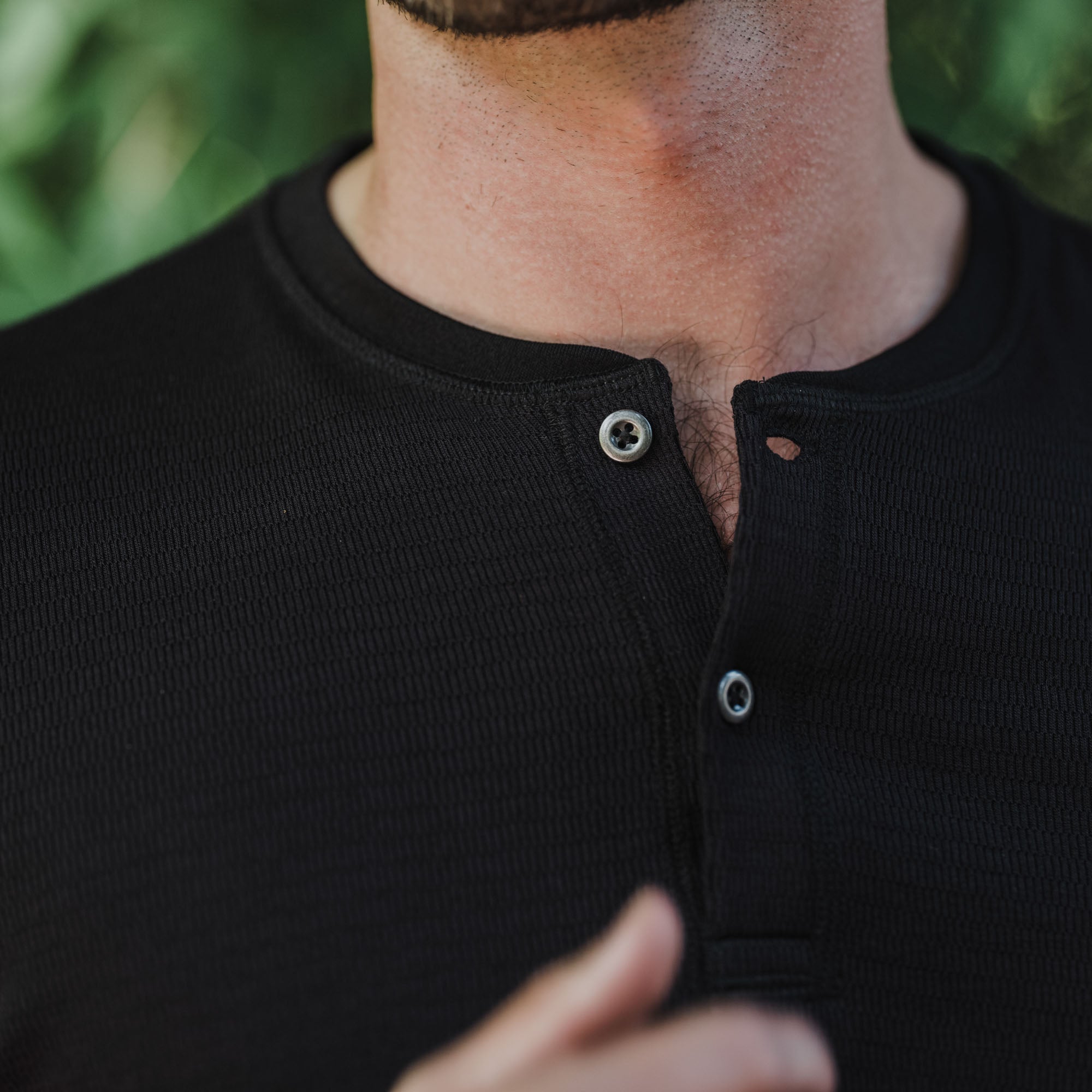 Merino Wool Waffle Henley | Black – Long Sleeve Henleys | Wool&Prince